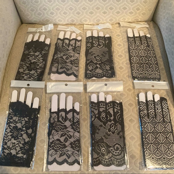 Accessories | 4 For 3 New In Package Black Lacy Fingerless Gloves ...